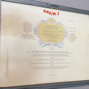 Vintage Maxim De Paris Framed Menu RARE - Etsy