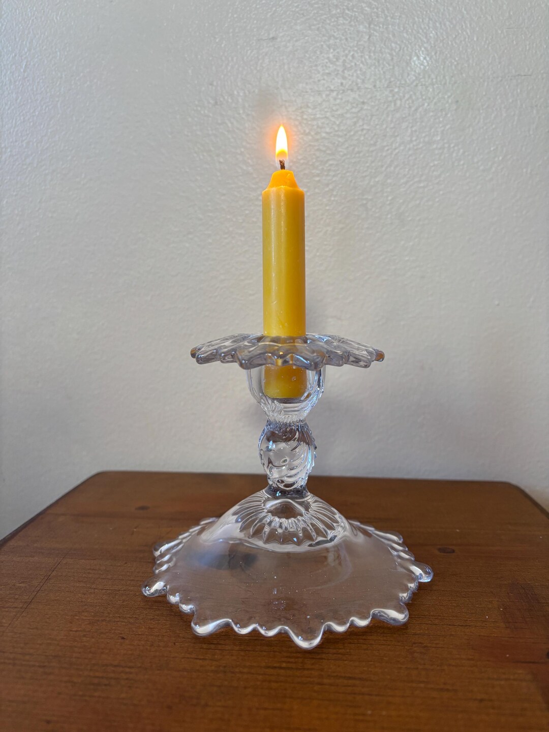 Vintage Clear Glass Cambridge Martha Candlestick - Taper Candle Holder ...