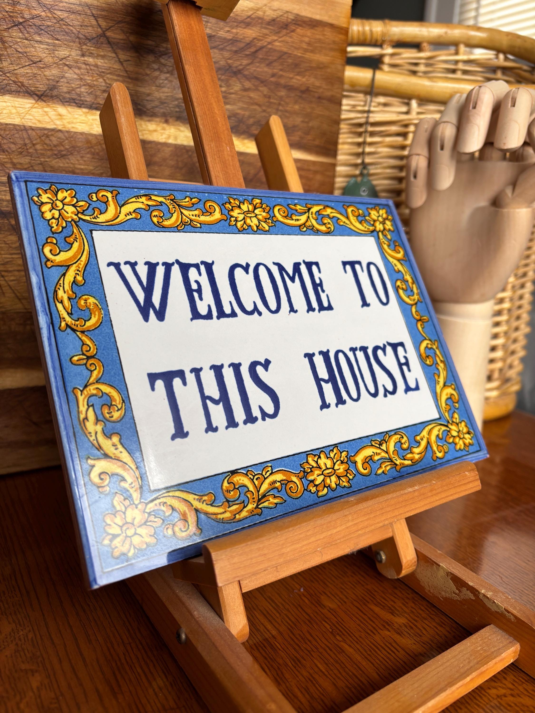 Hand-painted Ceramic Welcome Sign | Spanish Style Tile | Home Entryway ...