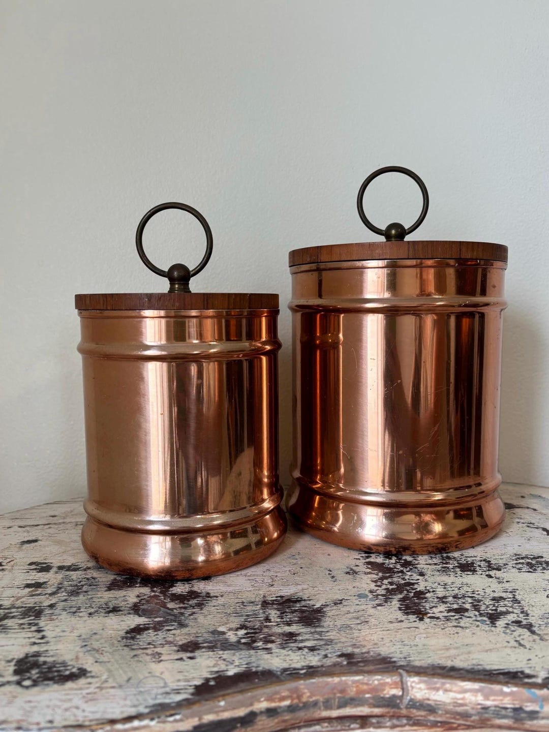 Vintage Copper Teak Canister Set – ATAPCO Siamese Teak – 1970s Hong ...