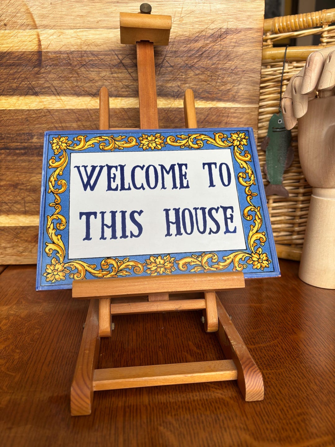 Hand-painted Ceramic Welcome Sign | Spanish Style Tile | Home Entryway ...