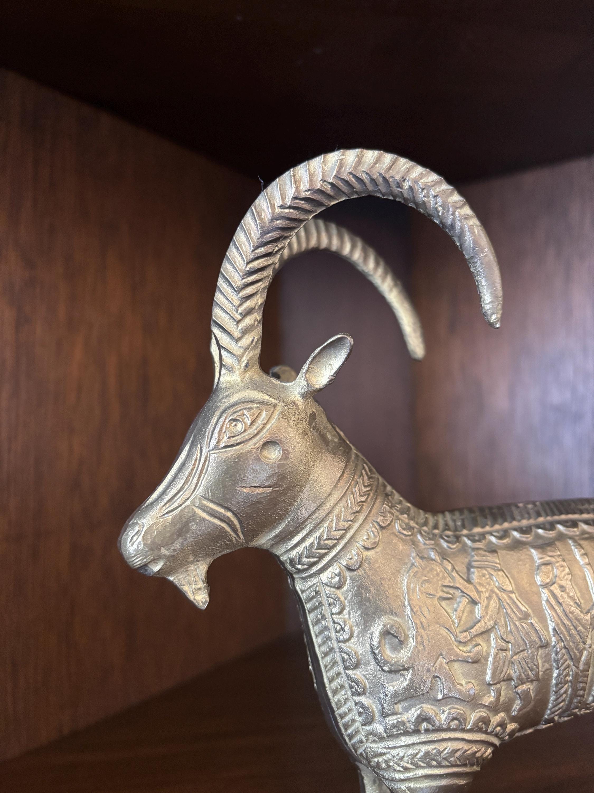 Vintage 1960s Brass Mid Century Persian Ram Ibex Mountain Goat Figurine ...