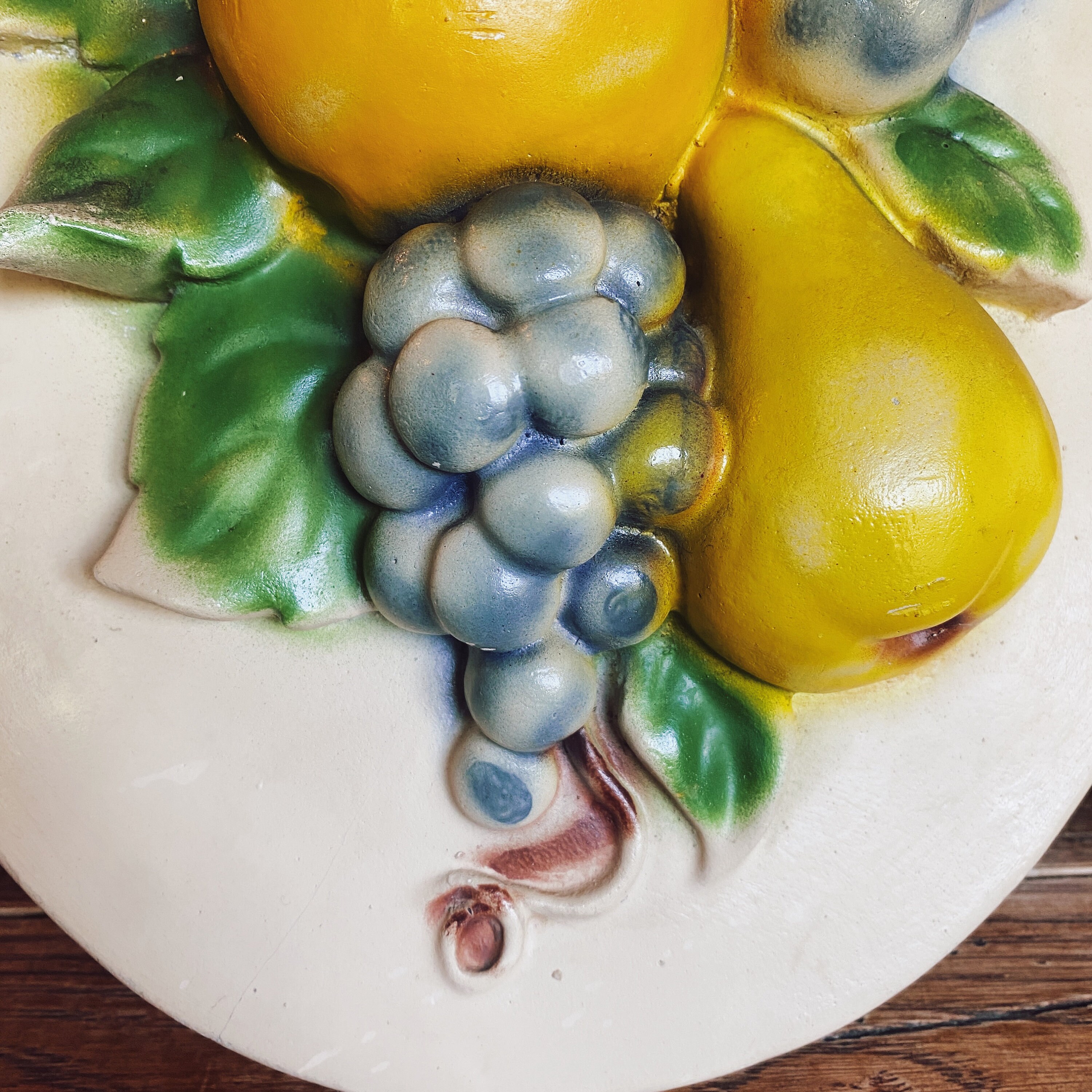 Vintage Chalkware Fruit Wall Hanging Colored by Caroline - Etsy