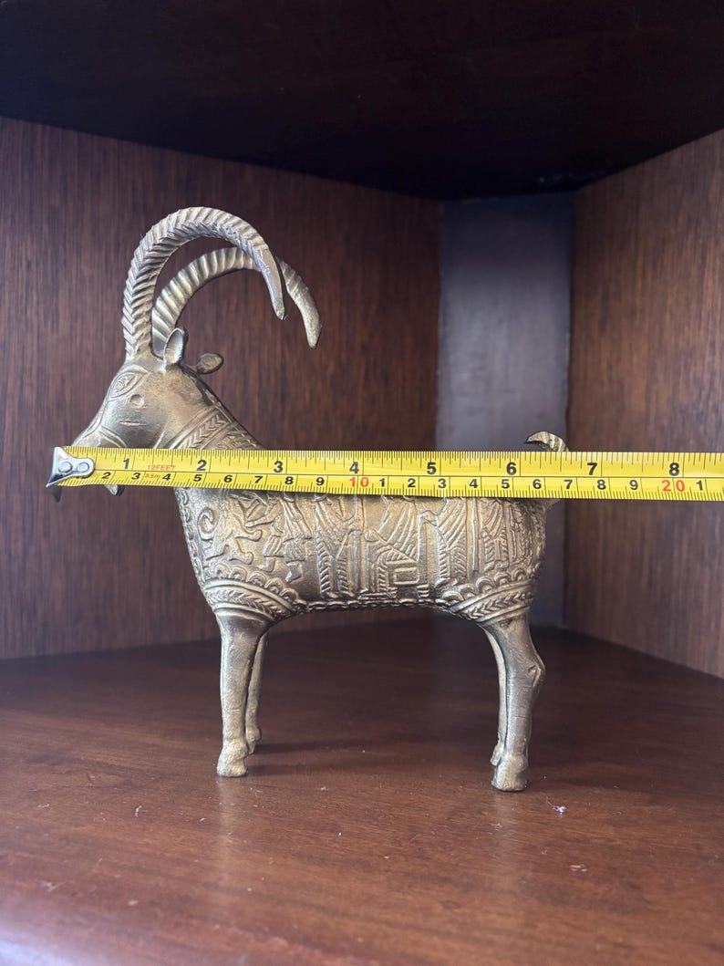 Vintage 1960s Brass Mid Century Persian Ram Ibex Mountain Goat Figurine ...