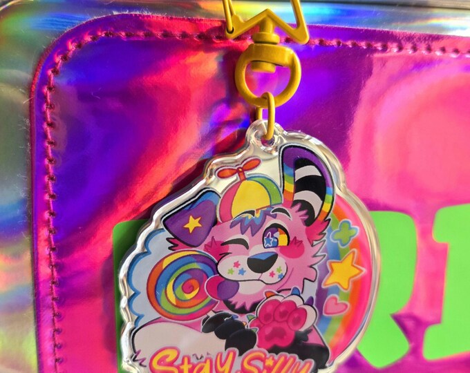 STAY SILLY | 2.5" Mirror Epoxy Acrylic Keychain | Furry | Kidcore ...