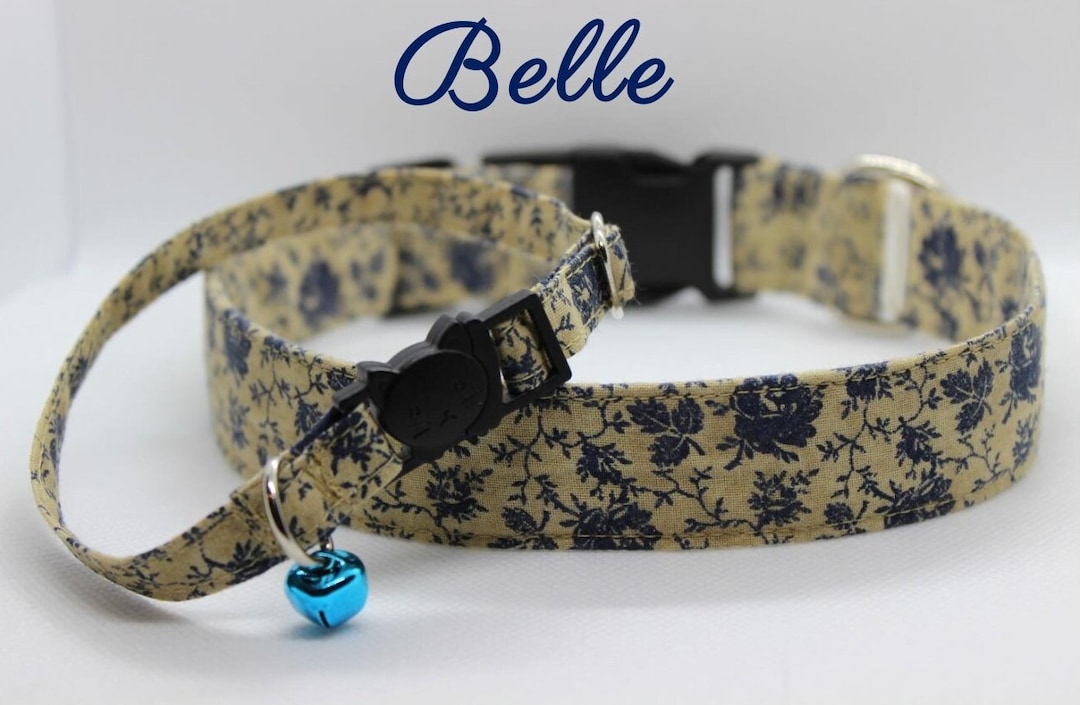 Dog Victorian Collar Cat Flower Dog Collar Navy Cat Burlap Collar Dog ...