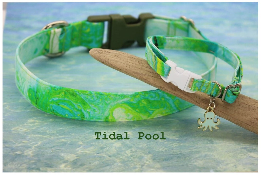 Beach Cat Collar Wave Dog Collar Blue Cat Collar Breakaway Cat Ocean ...