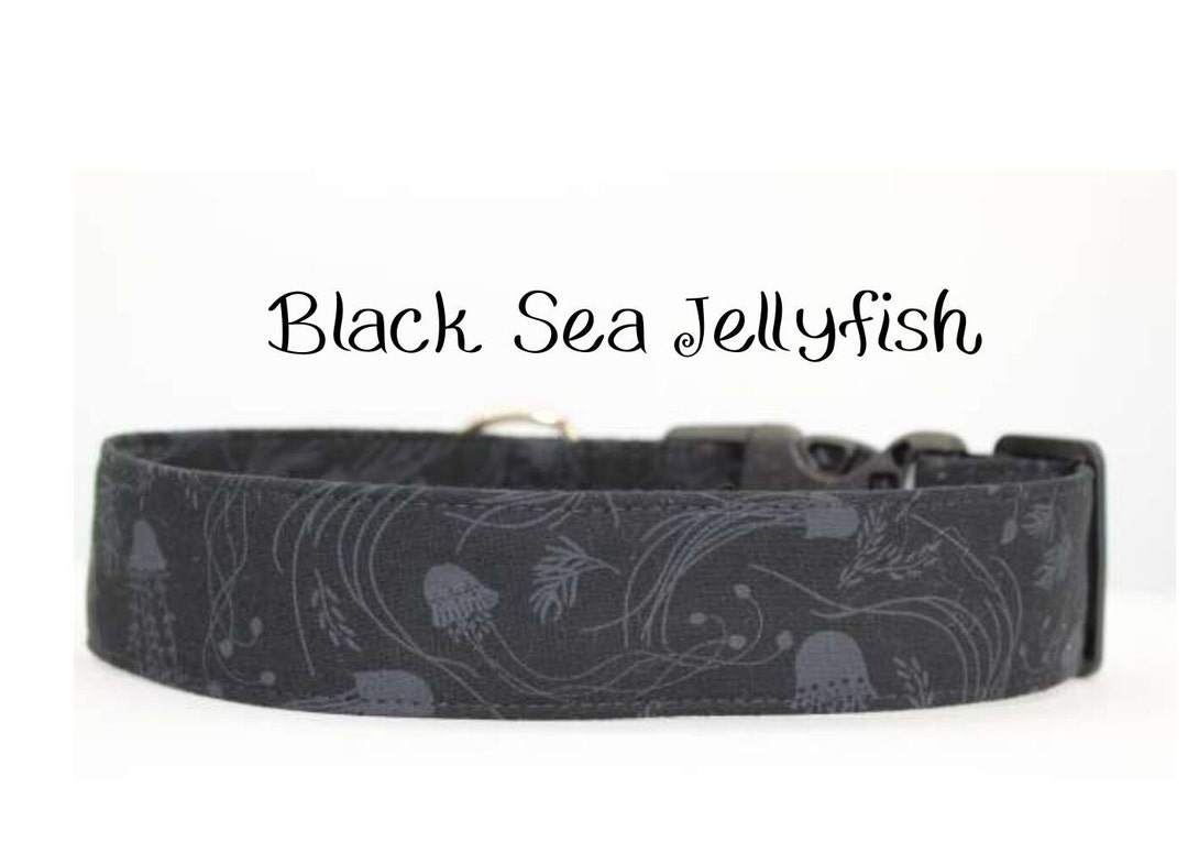 Black Jellyfish Dog Collar, Nautical Ocean Dog Collar, Sea Goth Punk ...
