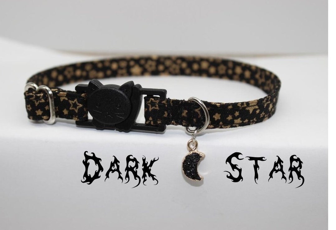 Black Witch Gold Star Cat/kitten/xs Dog Collar, Galaxy Space Cat Collar ...