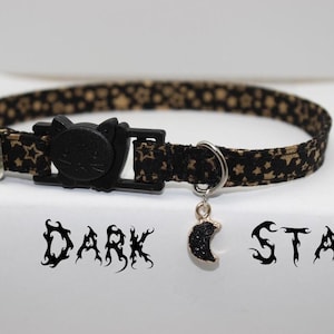 Black Witch Gold Star Cat/kitten/xs Dog Collar, Galaxy Space Cat Collar ...