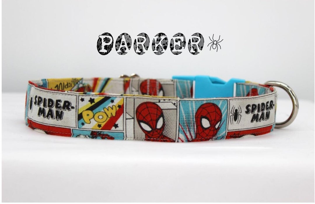 Dog Collar Made With Licensed Spiderman Fabric, Superhero Dog Collar ...