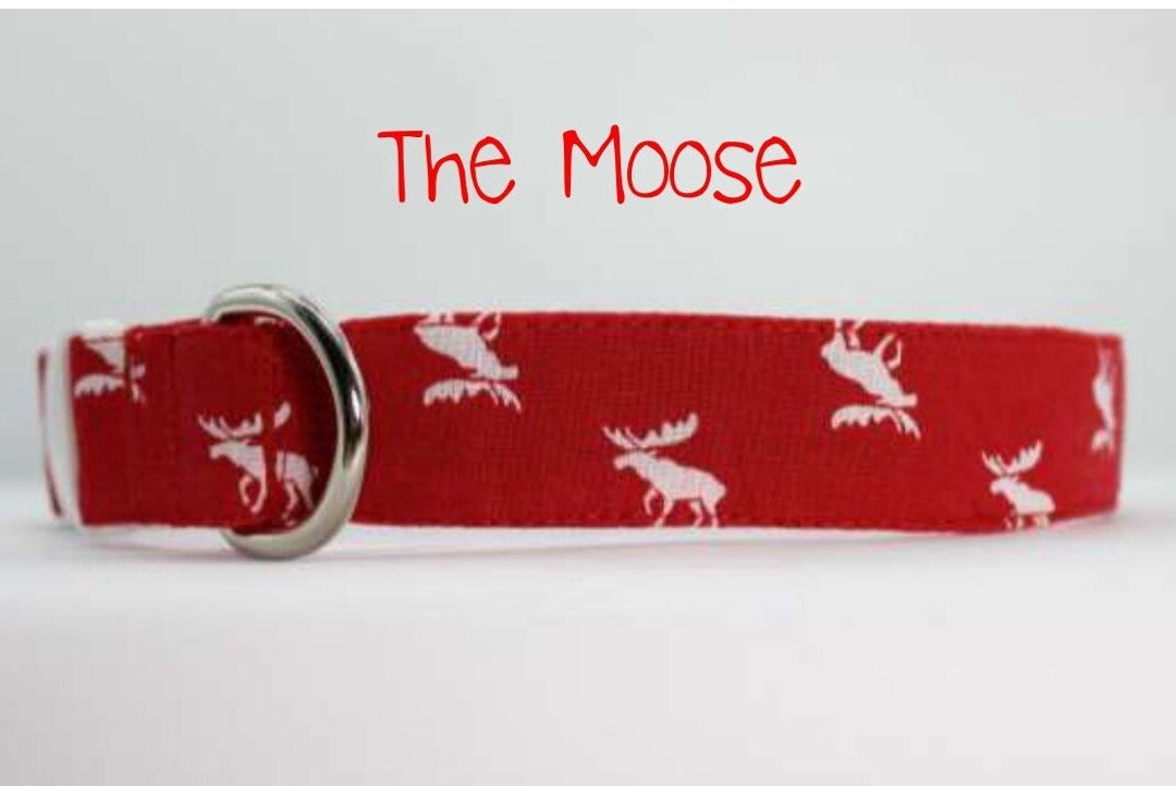 Moose Caribou Dog Collar, Animal Red White Elk Dog Collar, Nature ...