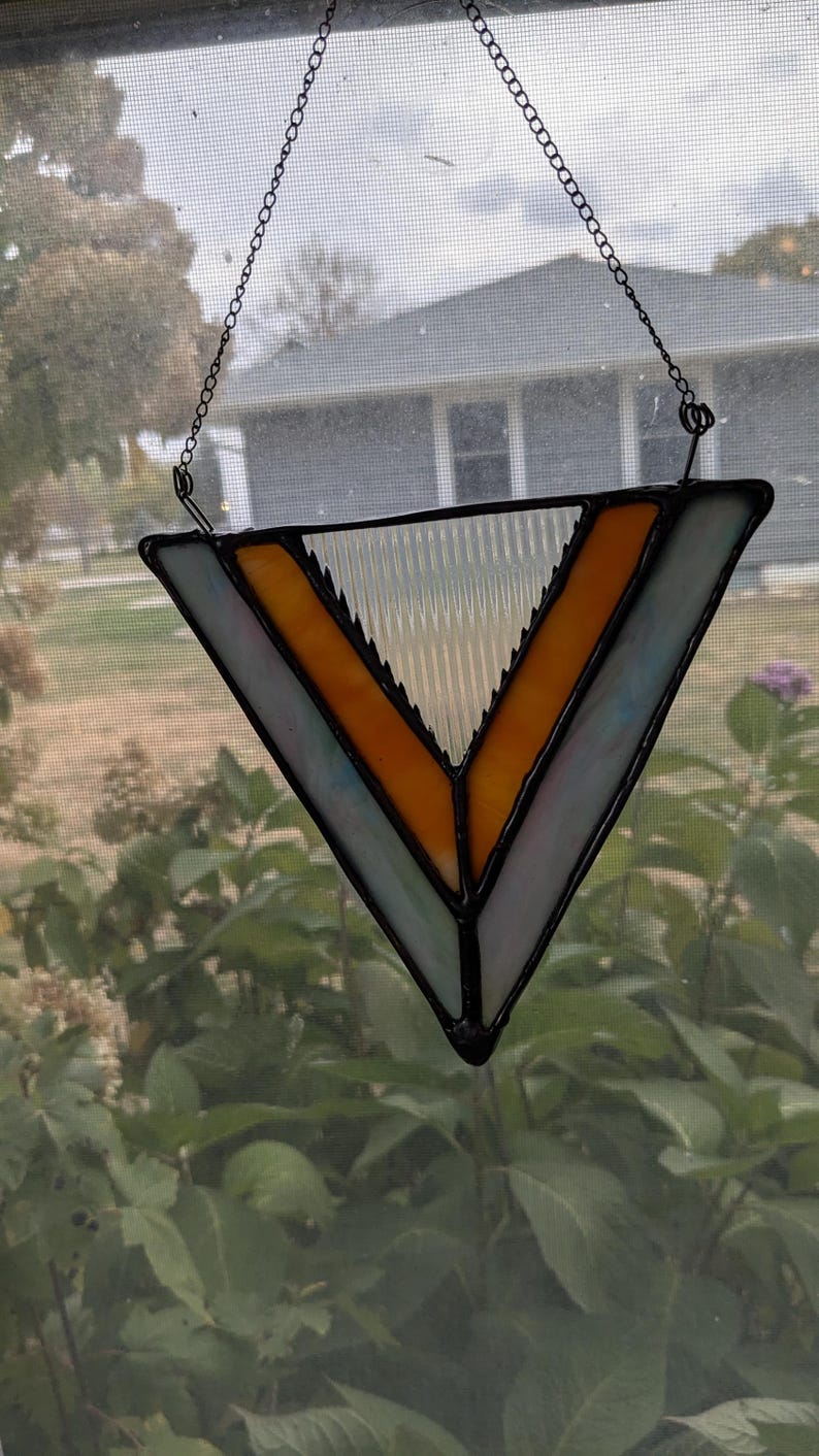 Stained Glass Suncatcher, Triangle, Hanging Window Wall Art ...