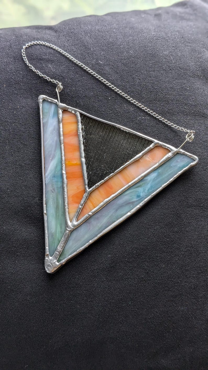 Stained Glass Suncatcher, Triangle, Hanging Window Wall Art ...