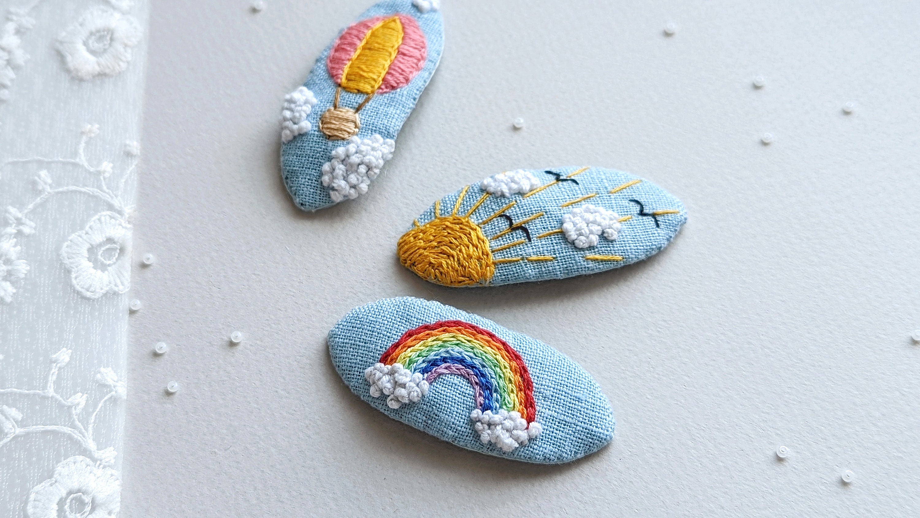 Rainbow Barrette Embroidered Hair Clip Balloon Hair - Etsy