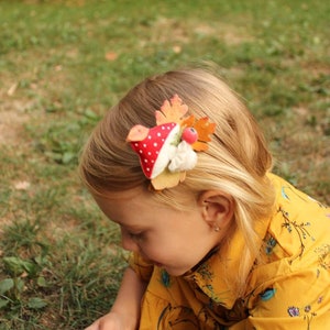 Felt Mushroom and Fall Flower Hair Clip, Toadstool Hair Clips, Mushroom ...