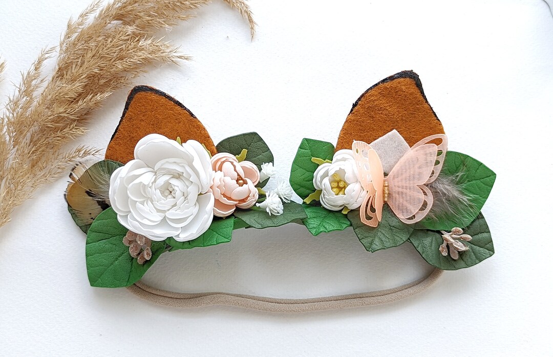 Fox Flower Crown Woodland Fox Headband Girls Fox Ears - Etsy