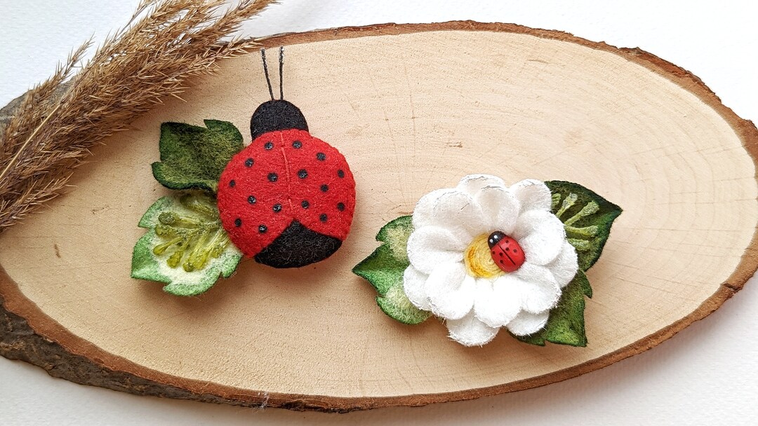 Ladybug and Chamomile Hair Clip, Summer Barrette, Kids Hair Accessory ...