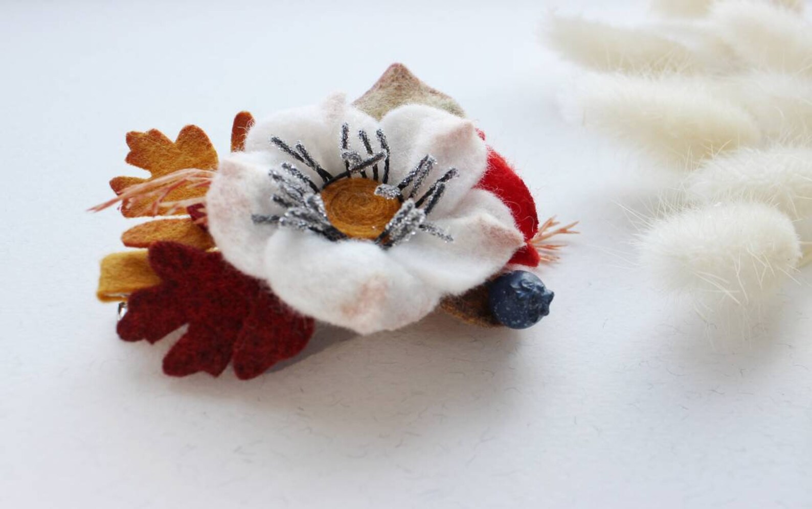Felt Mushroom and Fall Flower Hair Clip Toadstool Hair Clips - Etsy