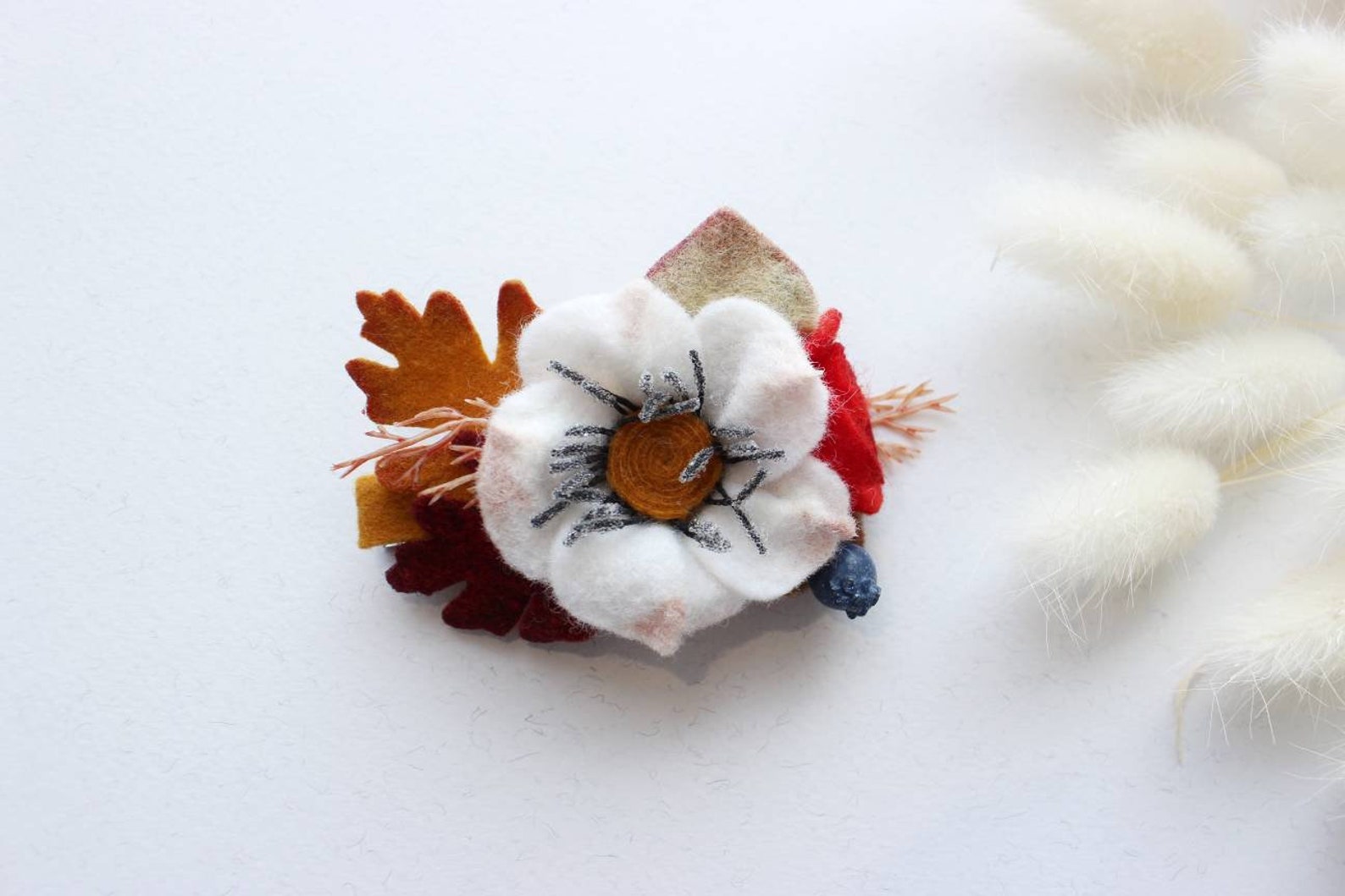 Felt Mushroom and Fall Flower Hair Clip Toadstool Hair Clips - Etsy