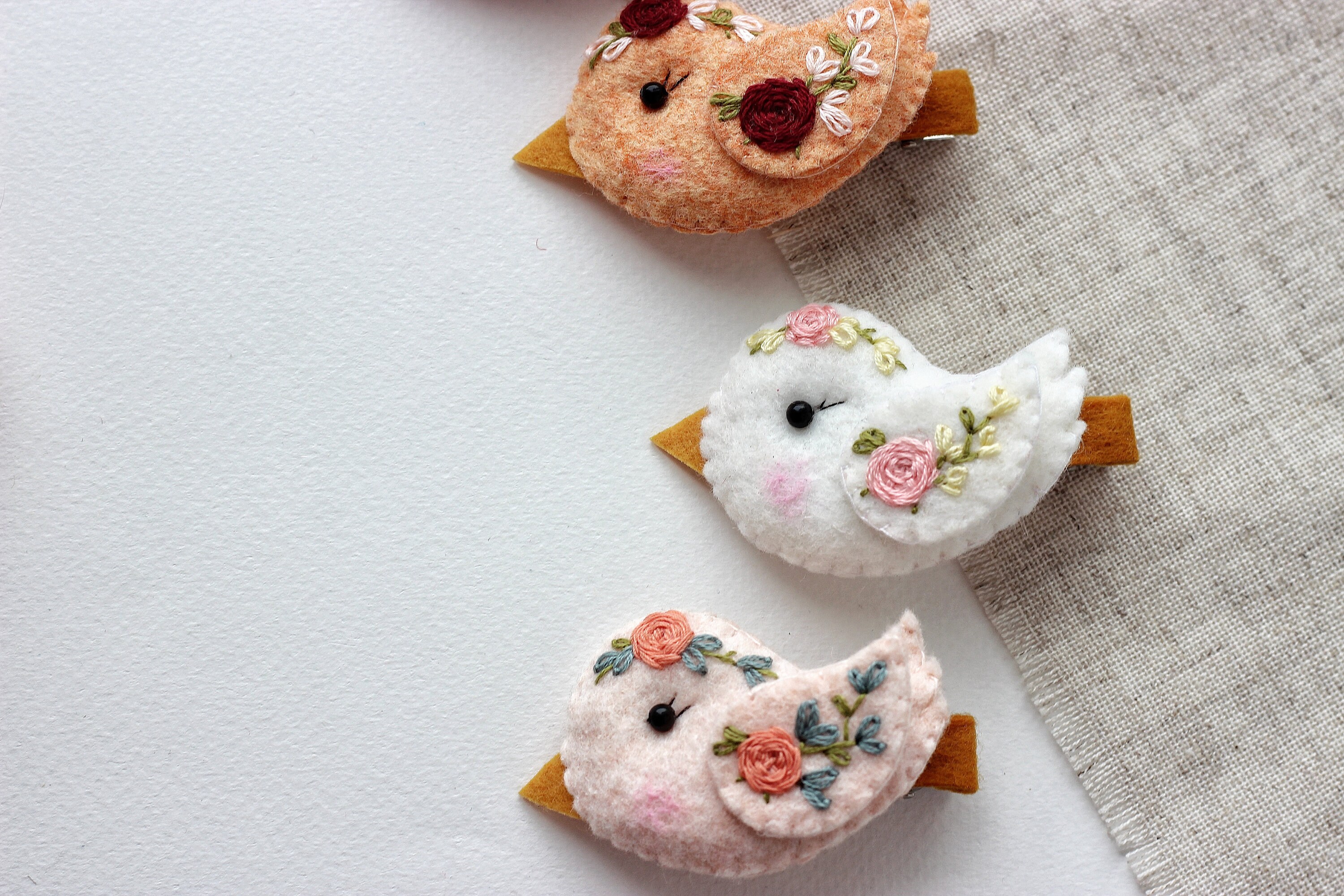 Pink Bird Hair Clips Orange Bird Barrette Woodland Birthday - Etsy