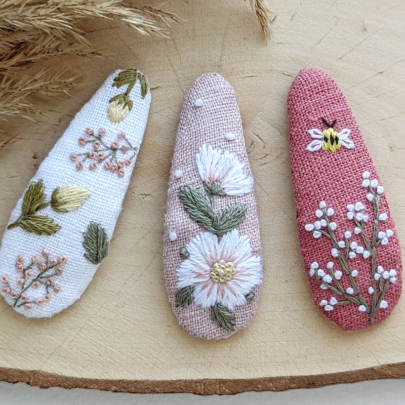 Embroidered Hair Clip - Etsy