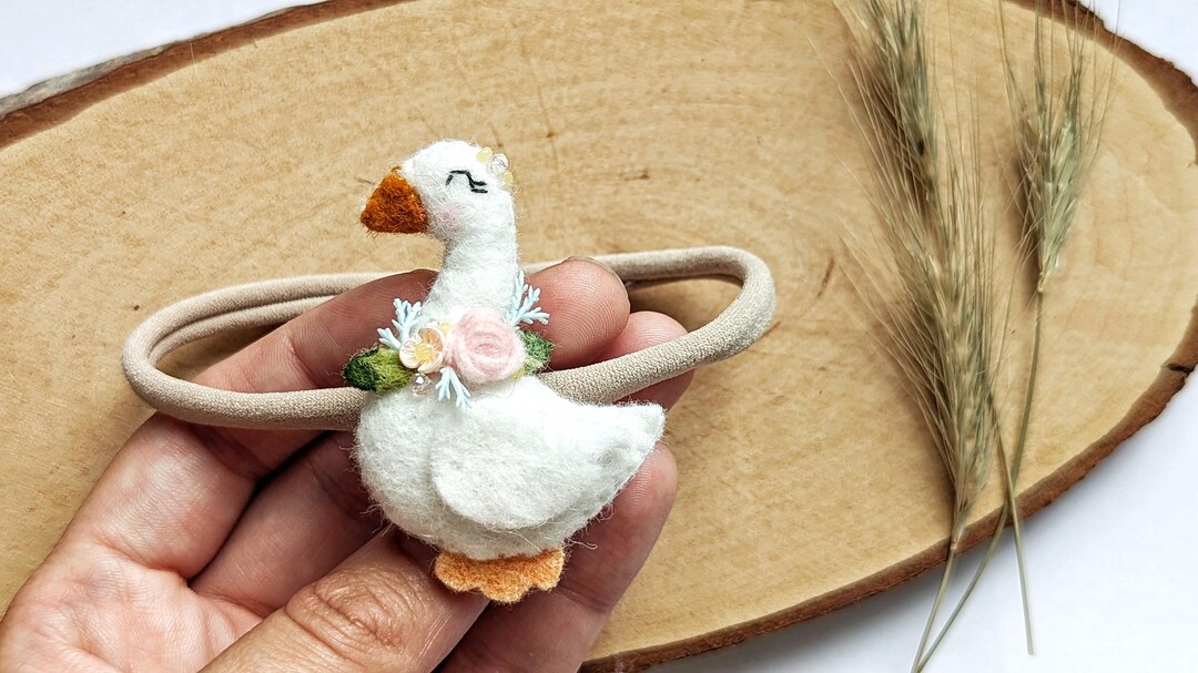 Goose Headband, Goose Hair Accessories, Cottagecore Hair Clip, Farm ...
