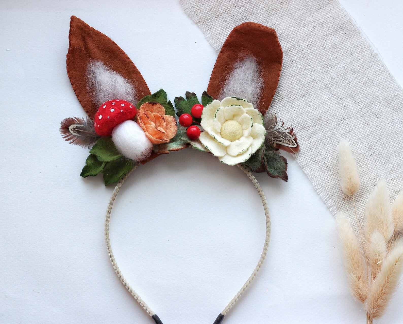 Ears Bunny Headband Woodland Ears Crown Mushroom Headband - Etsy