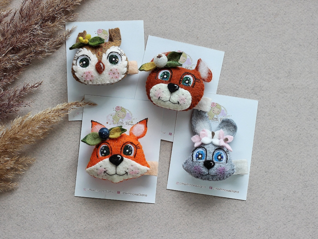 Animal Baby Hair Clips, Woodland Birthday Party, Forest Hair Accessory ...