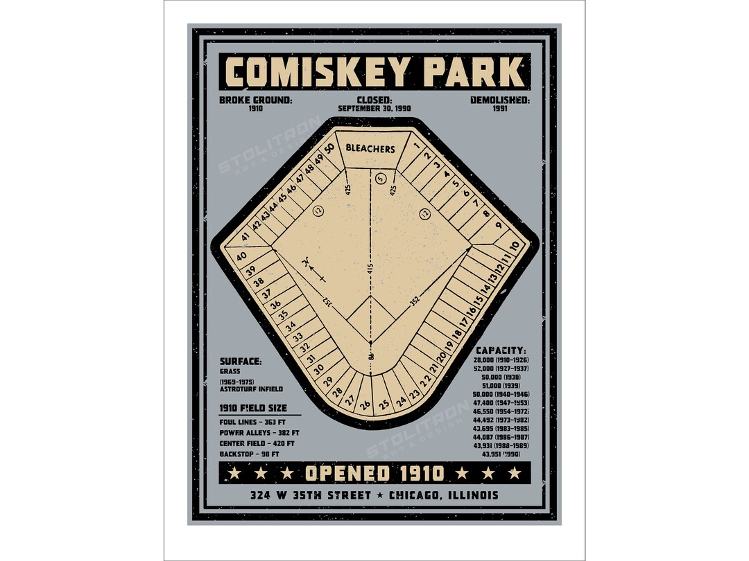 COMISKEY PARK Stadium Seating Chart Diagram Gray/black Art Print Poster ...