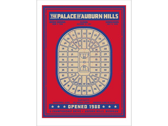 The PALACE of AUBURN HILLS Arena Seating Chart Diagram Poster | Etsy