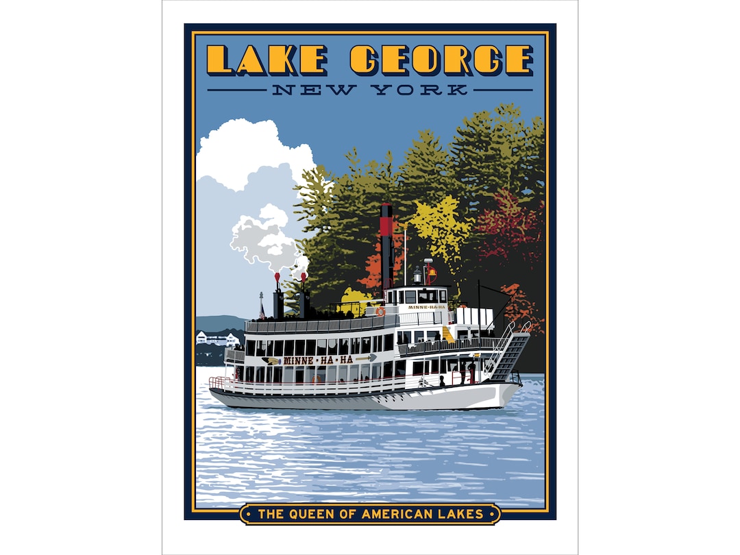 Lake George, Ny—landmark Series Travel Poster 12x18, 18x24, 24x36 - Etsy