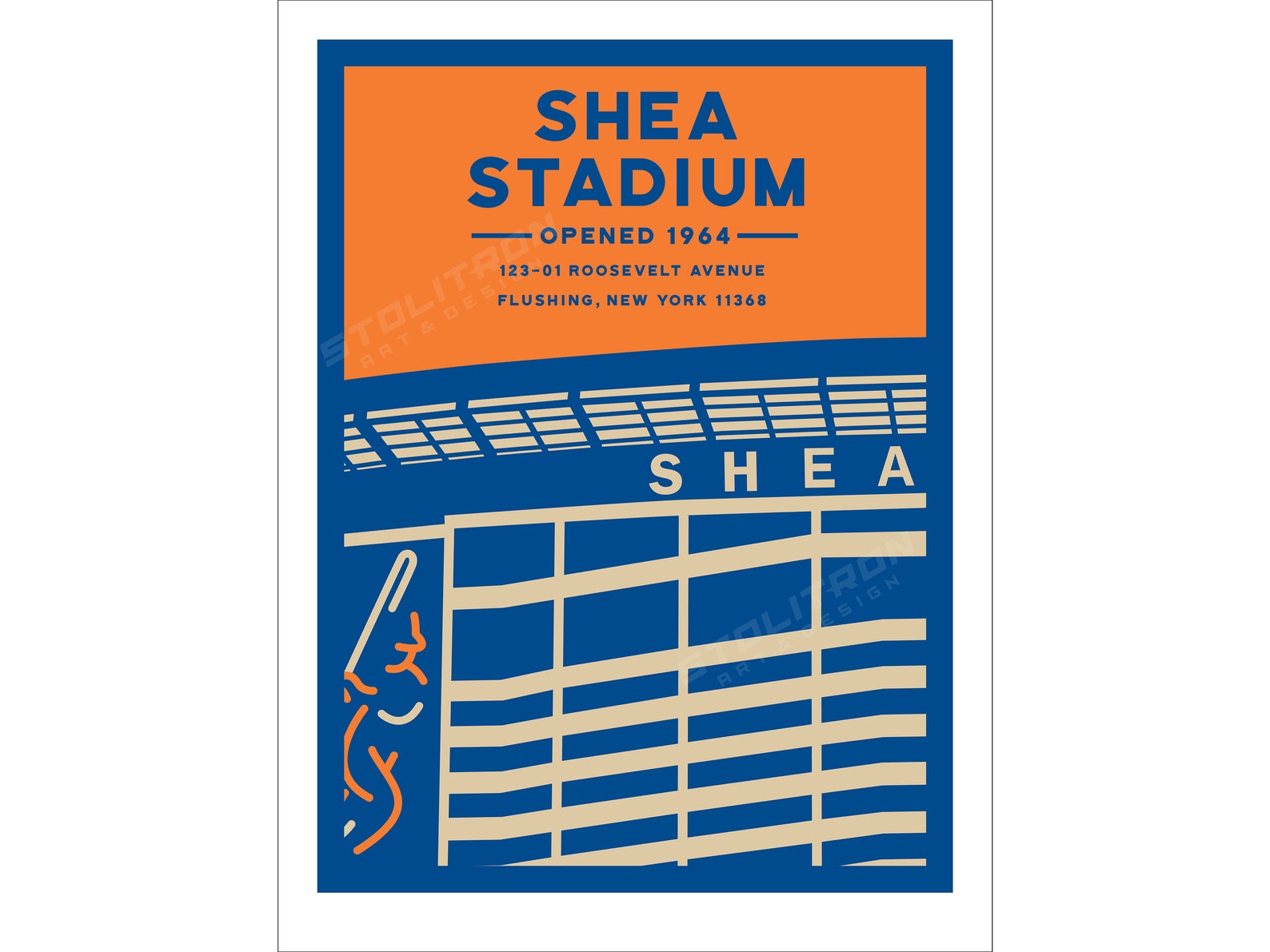 Iconic Shea Stadium Minimalist Poster 12x18, 18x24, or 24x36 Inches ...