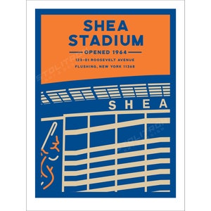 Iconic Shea Stadium Minimalist Poster 12x18, 18x24, or 24x36 Inches ...