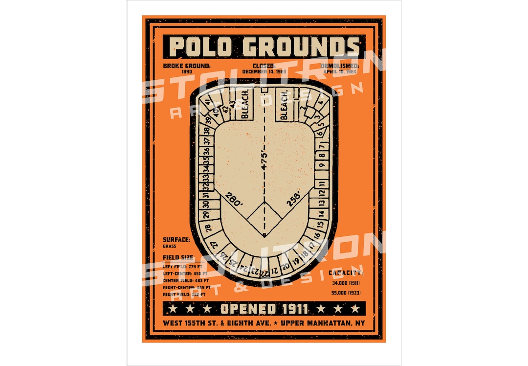 POLO GROUNDS Stadium Seating Chart Diagram Poster 12x18, 18x24, or ...
