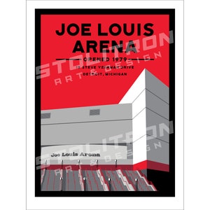 Iconic JOE LOUIS ARENA Minimalist Art Poster Print 12x18, 18x24, or ...