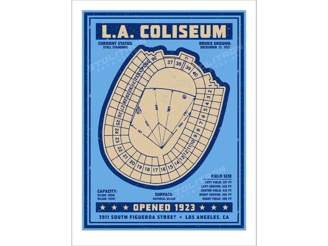 L.A. COLISEUM Seating Chart Stadium Minimalist Poster Print Wall Art ...