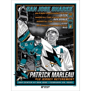 OFFICIALLY LICENSED Patrick Marleau San Jose Sharks Jersey Retirement ...