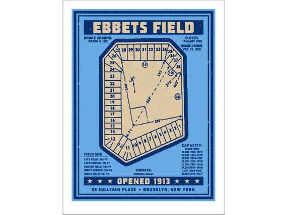 Ebbets Field Stadium Seating Chart Diagram Poster 12x18 - Etsy
