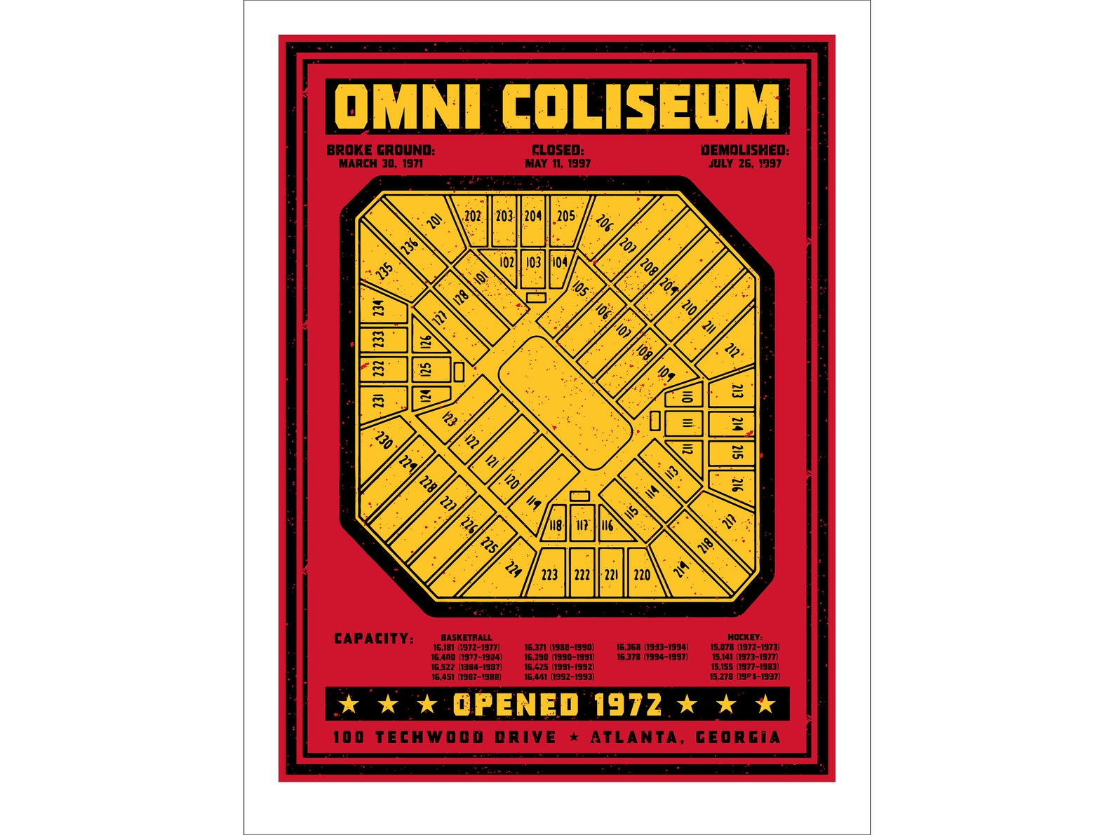 OMNI COLISEUM Seating Chart Diagram Poster Print 12x18 18x24 - Etsy