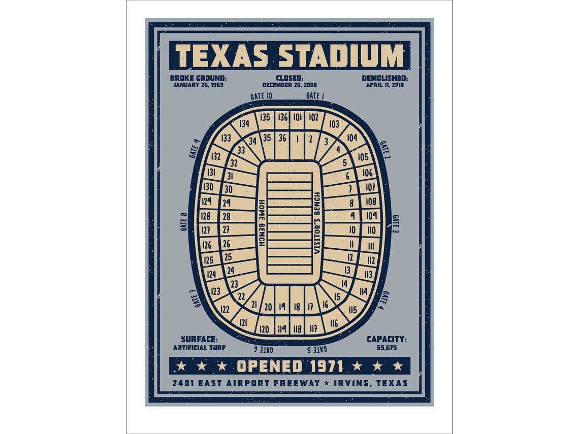 TEXAS Stadium Seating Chart Diagram Poster Print 12x18 18x24 - Etsy