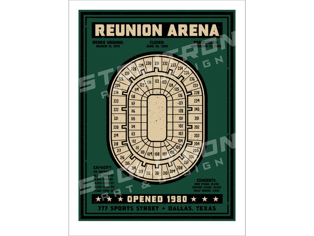 REUNION ARENA (colorway 1) Hockey Seating Chart Diagram Poster Print ...
