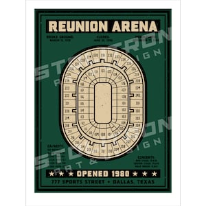 REUNION ARENA (colorway 1) Hockey Seating Chart Diagram Poster Print ...