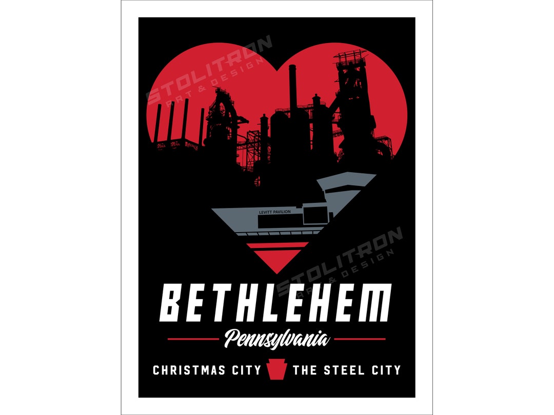 BETHLEHEM PENNSYLVANIA Heart Skyline Wall Art Print Poster Office Decor ...
