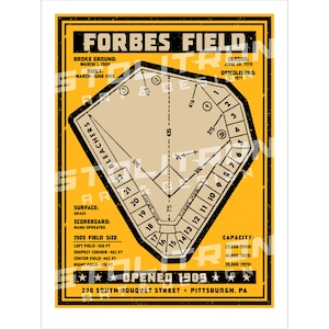 FORBES FIELD Seating Chart Diagram Poster 12x18, 18x24, or 24x36 Inches ...
