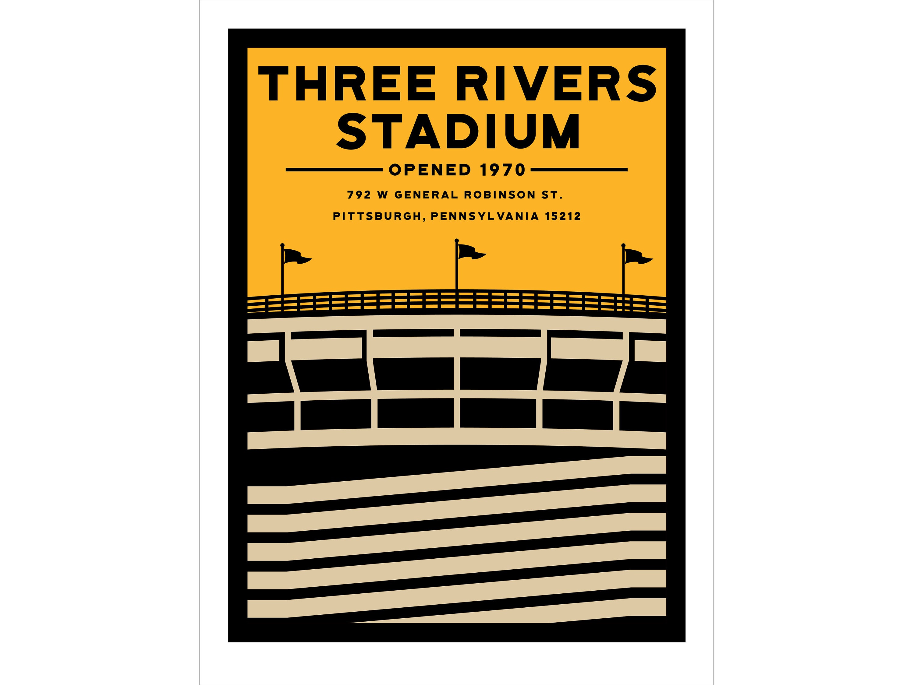 Minimalist THREE RIVERS Stadium Minimalist Poster 12x18 - Etsy