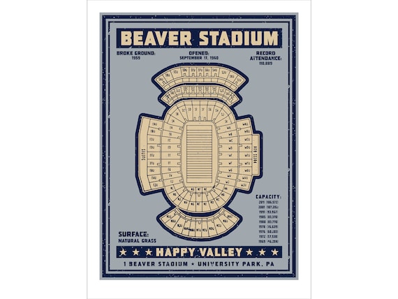 BEAVER STADIUM Seating Chart Diagram Poster Print 12x18 | Etsy