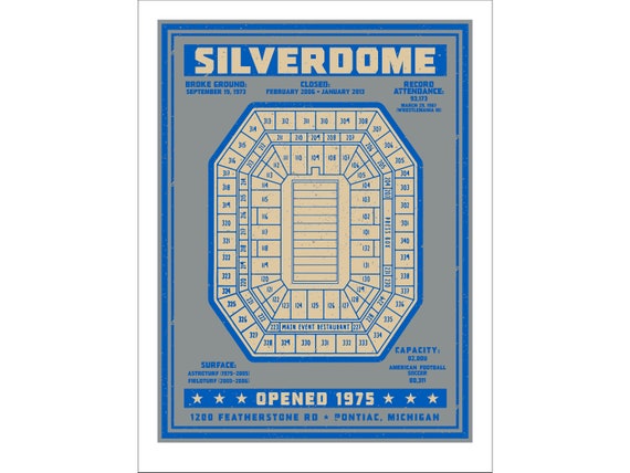 PONTIAC SILVERDOME Stadium Seating Chart Diagram Poster Print | Etsy