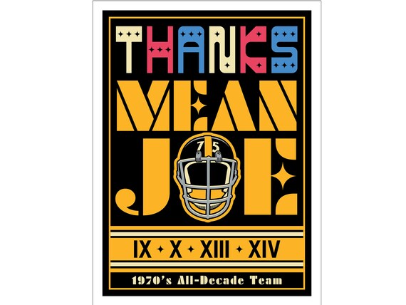 THANKS MEAN JOE Art Print Poster Pittsburgh Steelers Football - Etsy