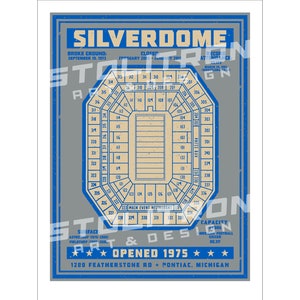 PONTIAC SILVERDOME Stadium Seating Chart Diagram Poster Print 12x18 ...